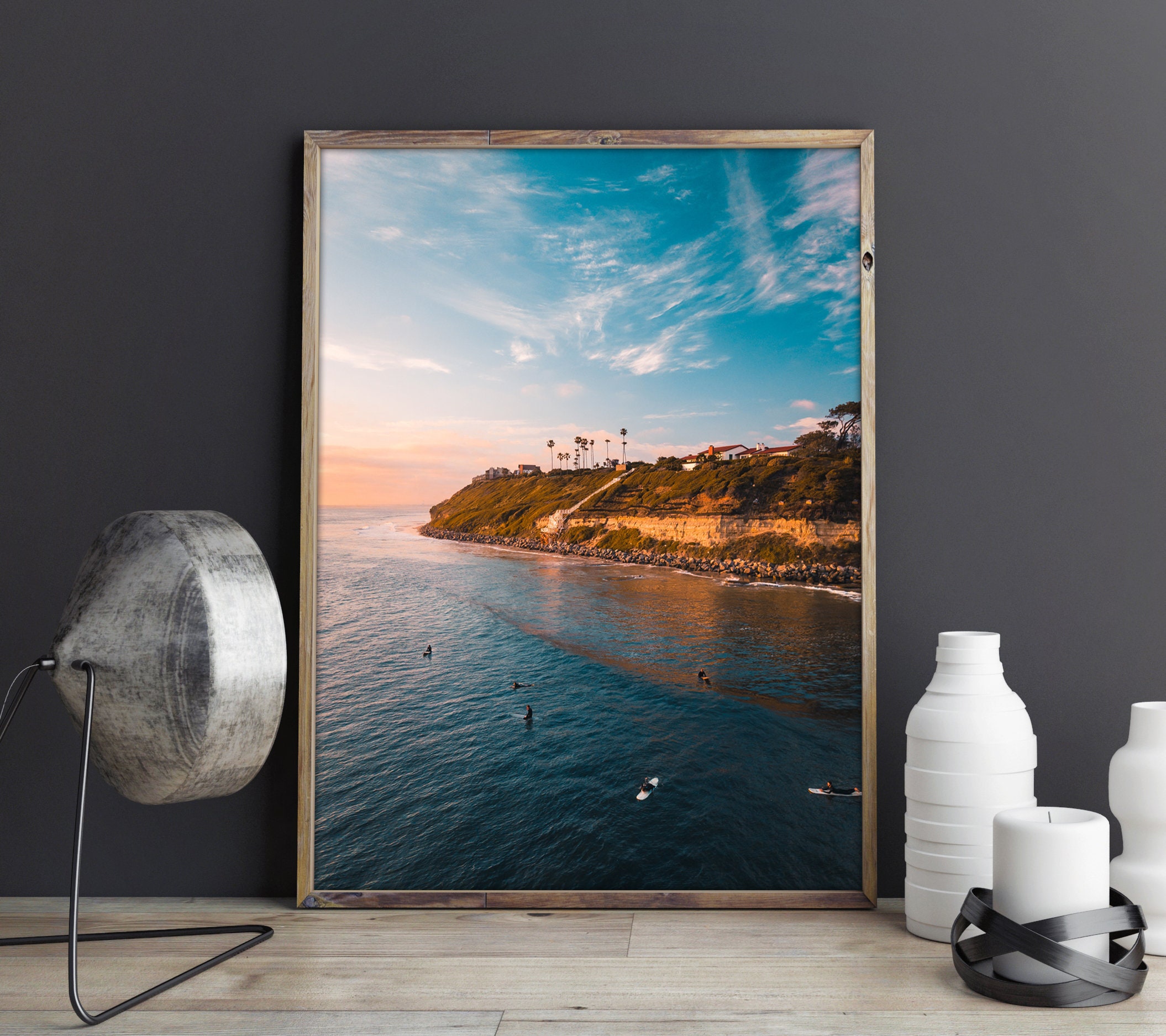 Encinitas Beach California Surfers Art Print - Drone Photography ...