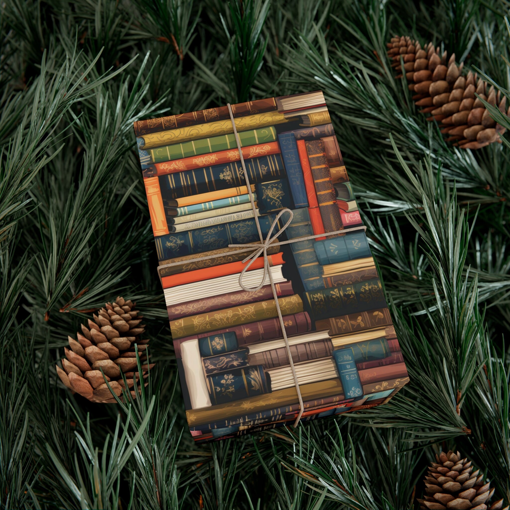 Book Lover's Delight: Stack of Books, Gift Wrapping Paper - Etsy