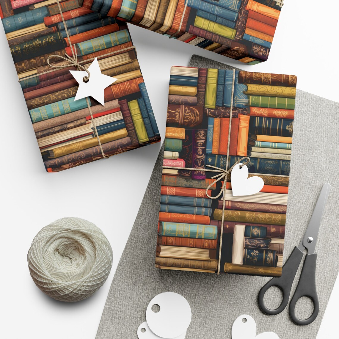 Book Lover's Delight: Stack of Books, Gift Wrapping Paper - Etsy