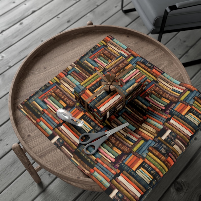 Book Lover's Delight: Stack of Books, Gift Wrapping Paper - Etsy