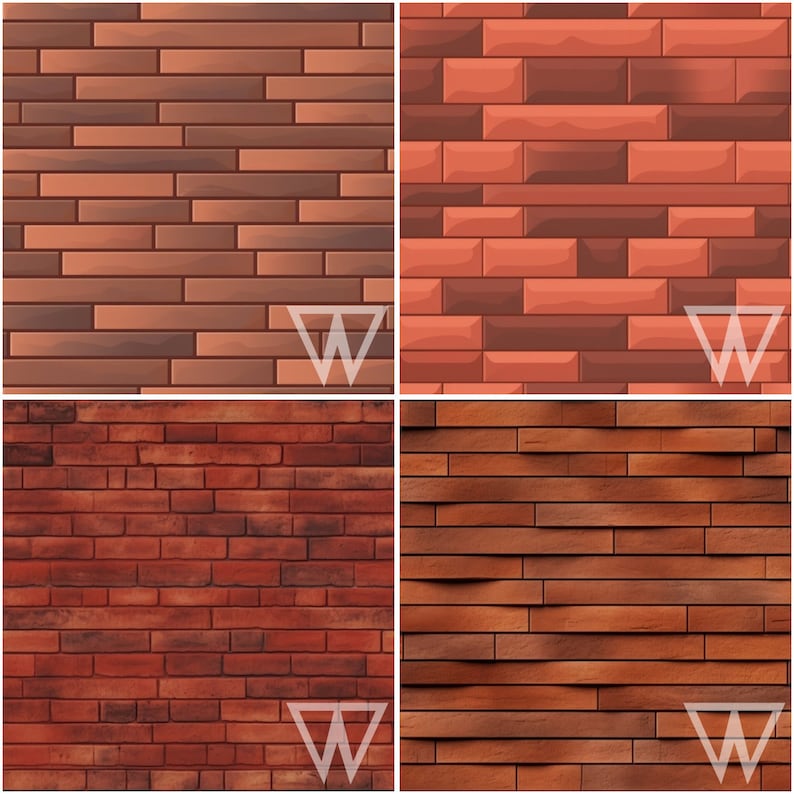 Seamless Bricks Repeating Pattern Background Pack, Printable Digital ...