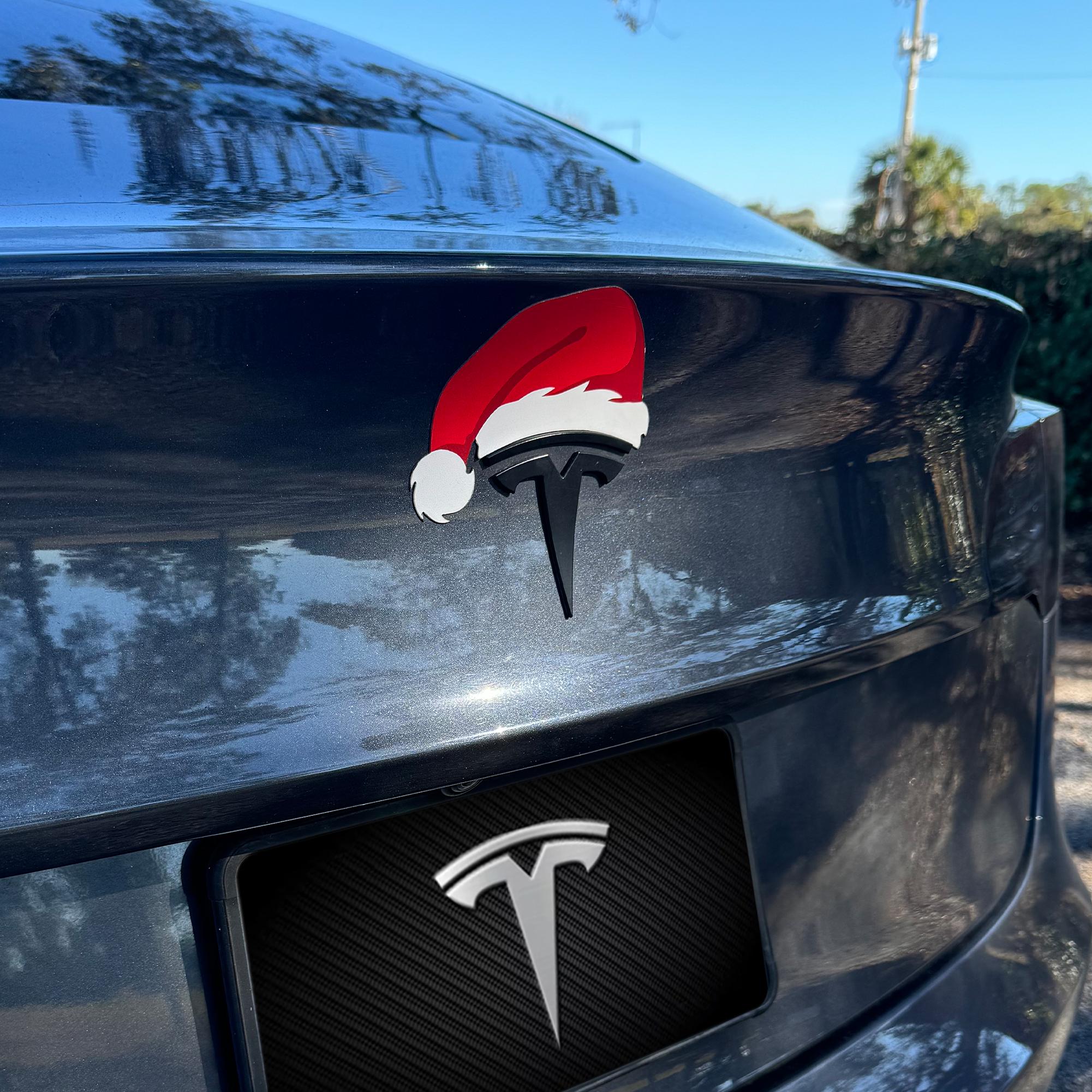 Tesla Christmas Car Magnet Accessory | Santa Hat Holiday Decoration ...