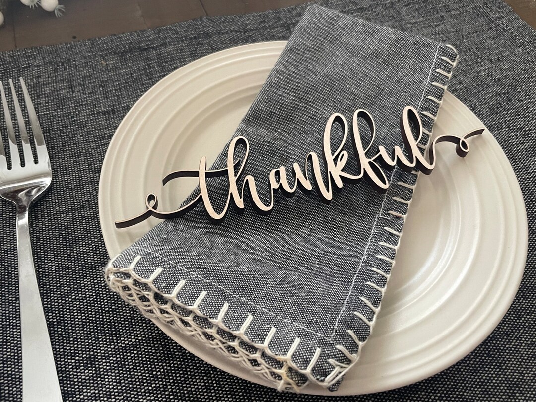 Thankful Place Cards | Thanksgiving Name Plates | Thankful Wooden Place ...