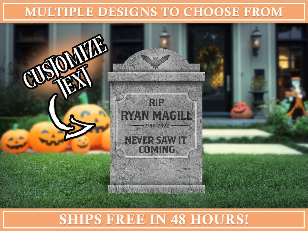 Personalized Halloween Tombstone Decoration | Custom Grave Yard Sign ...