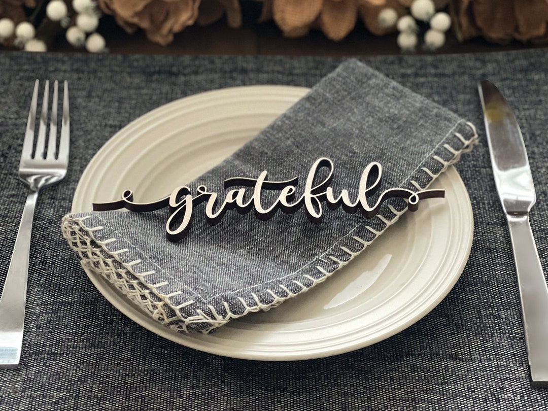 Grateful Place Cards | Thanksgiving Place Setting | Grateful Wooden ...