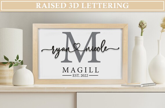Last Name Sign Wedding Gift Monogram Established Sign First - Etsy