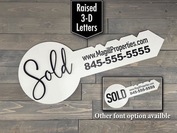 Key Sold Sign Personalized Realtor Wood Key Sign Realtor - Etsy
