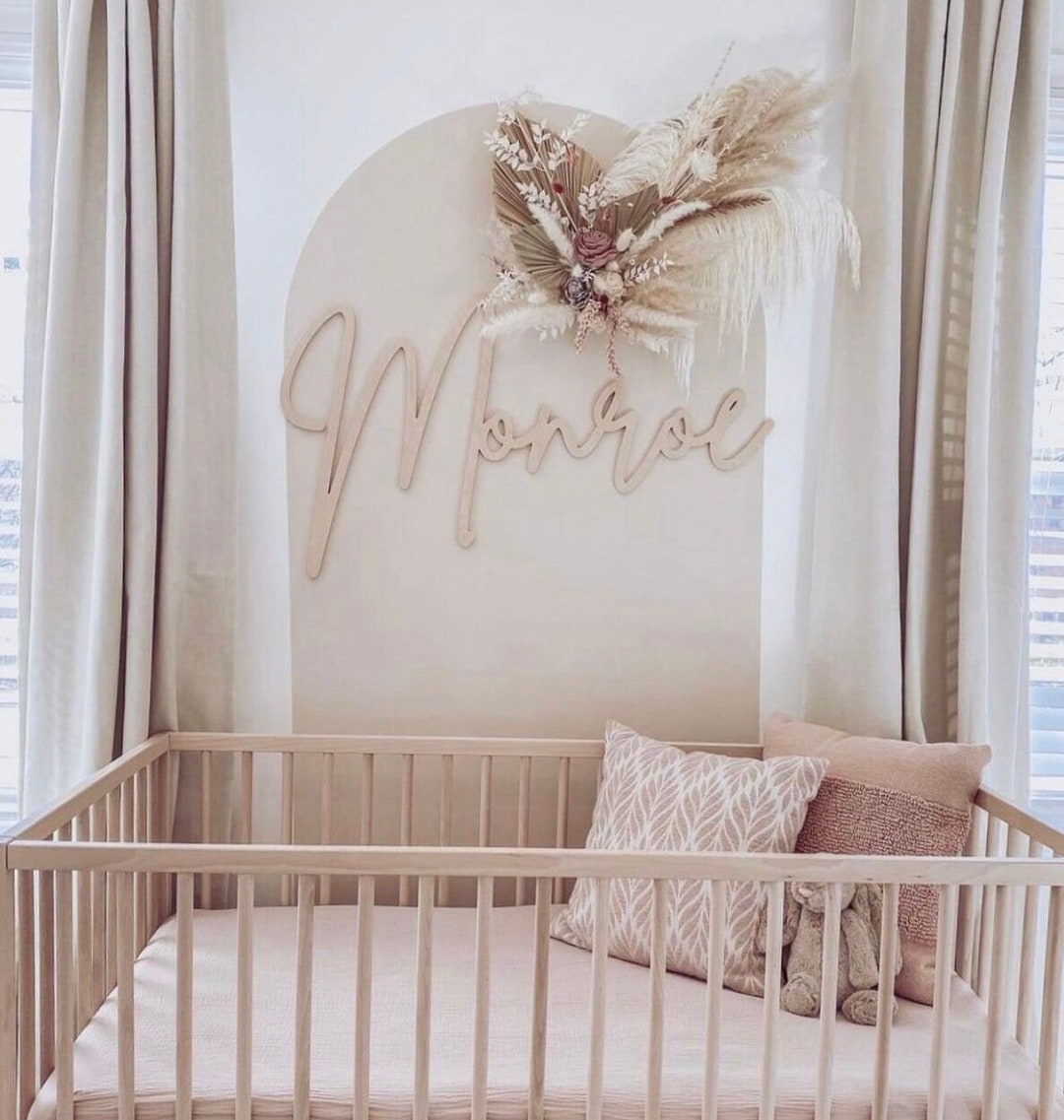 Large Wood Name Sign, Nursery Name Sign, Boho Nursery Sign , Above Crib ...
