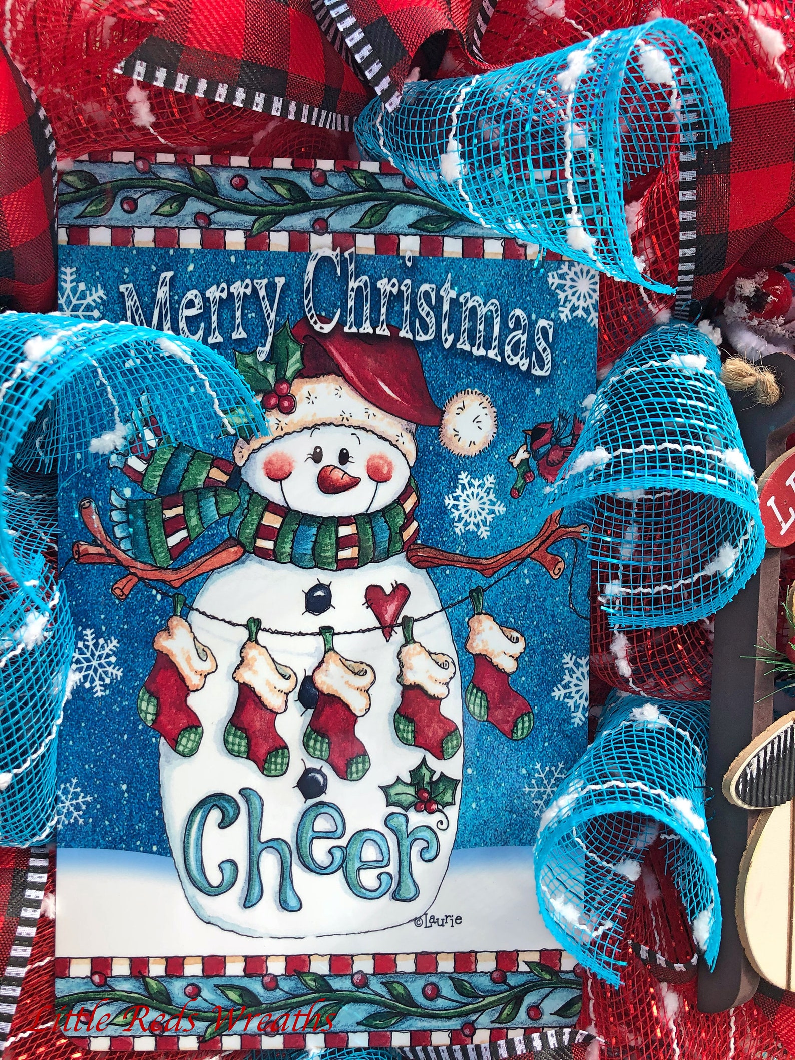 Snowman Cheer Holiday Wreath - Etsy