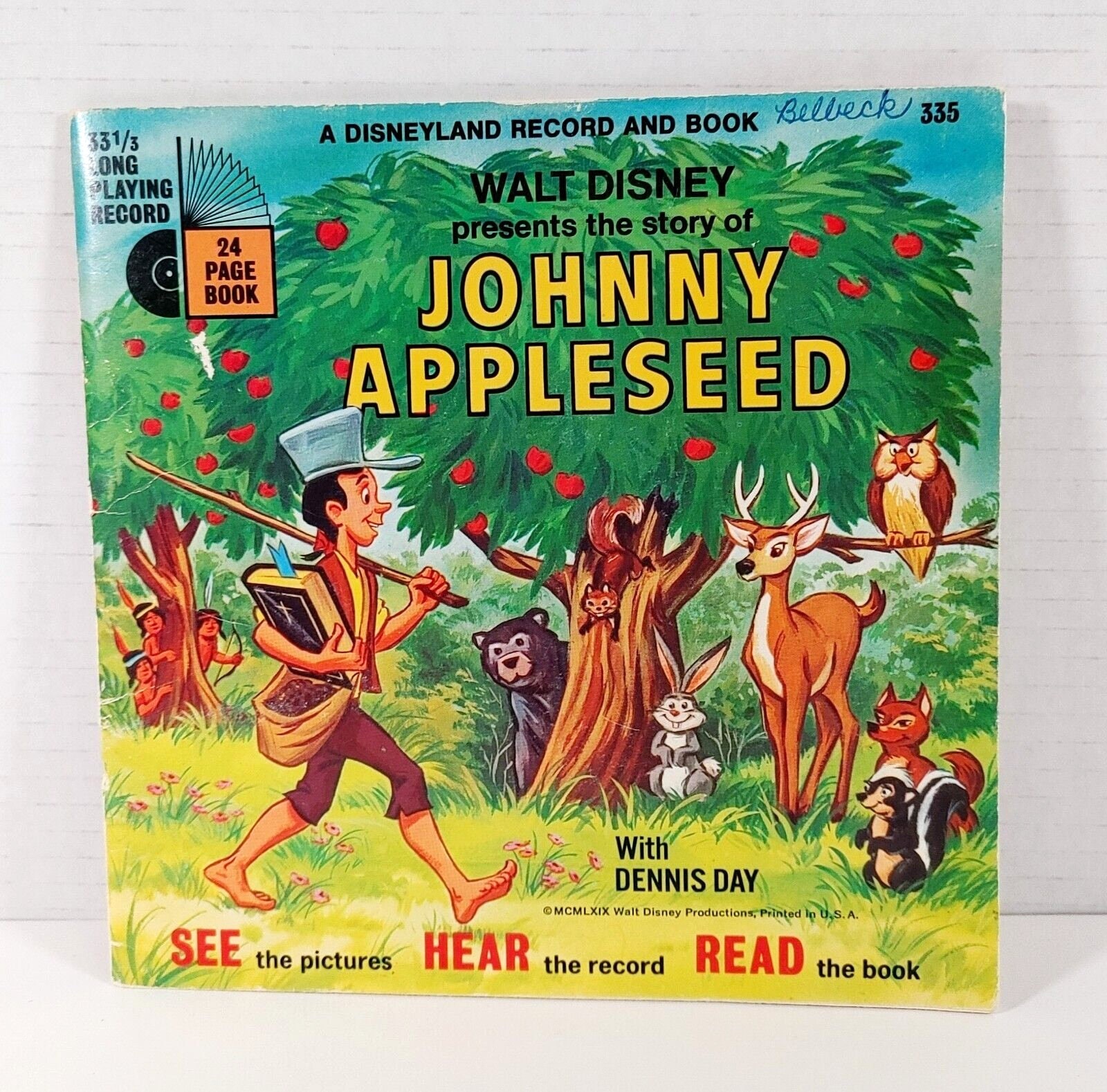 Vintage Walt Disney Johnny Appleseed 1969 Disneyland Record And Book 335 Etsy