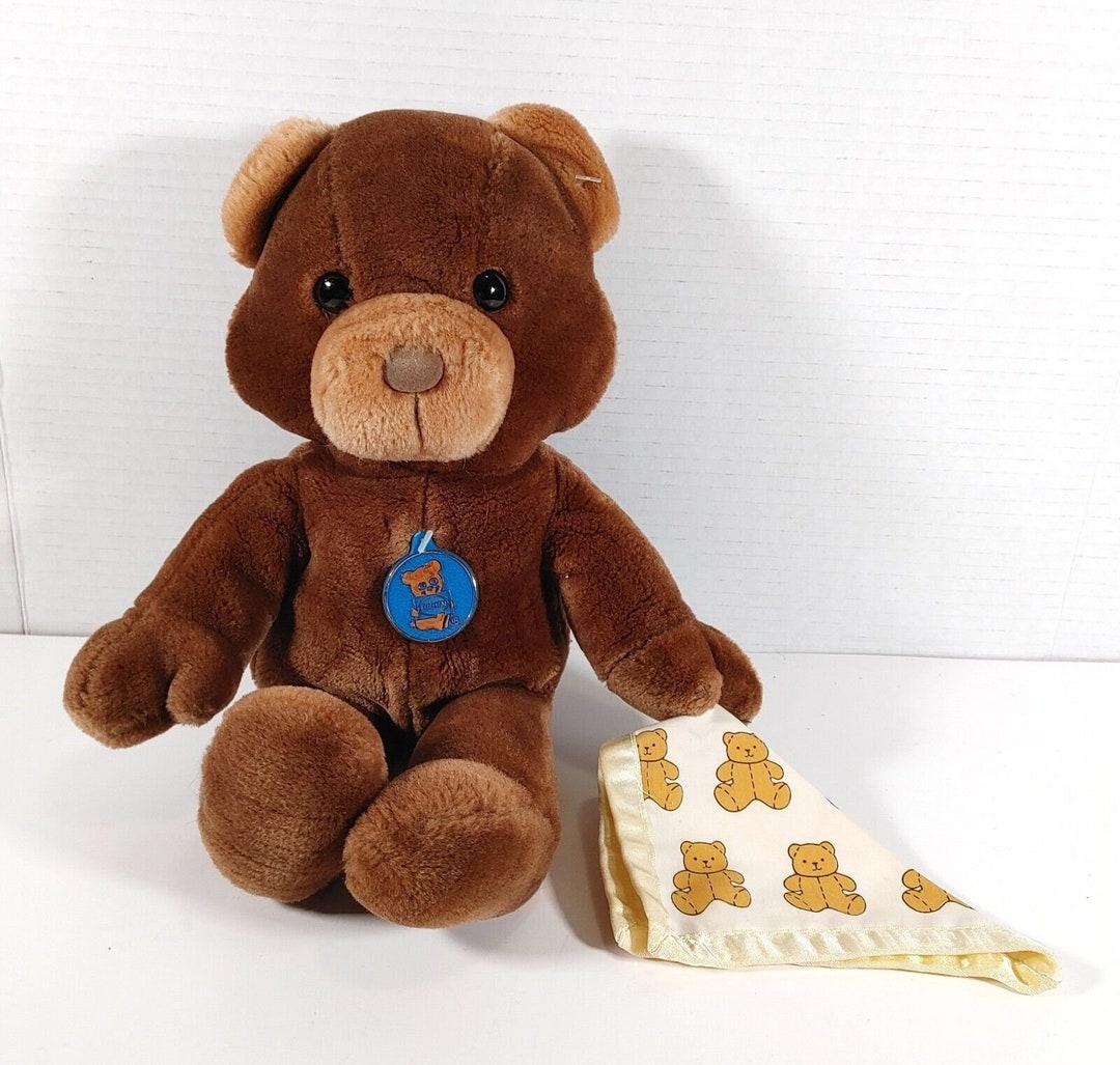 Dakin 1985 Brown Teddy Bear W/attached Blanket Plush 15" Stuffed Animal ...