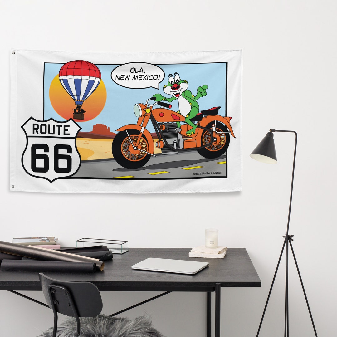 Banner Flag, Wall Banner, Route 66 Room Decor, Route 66 Flag, Wall ...