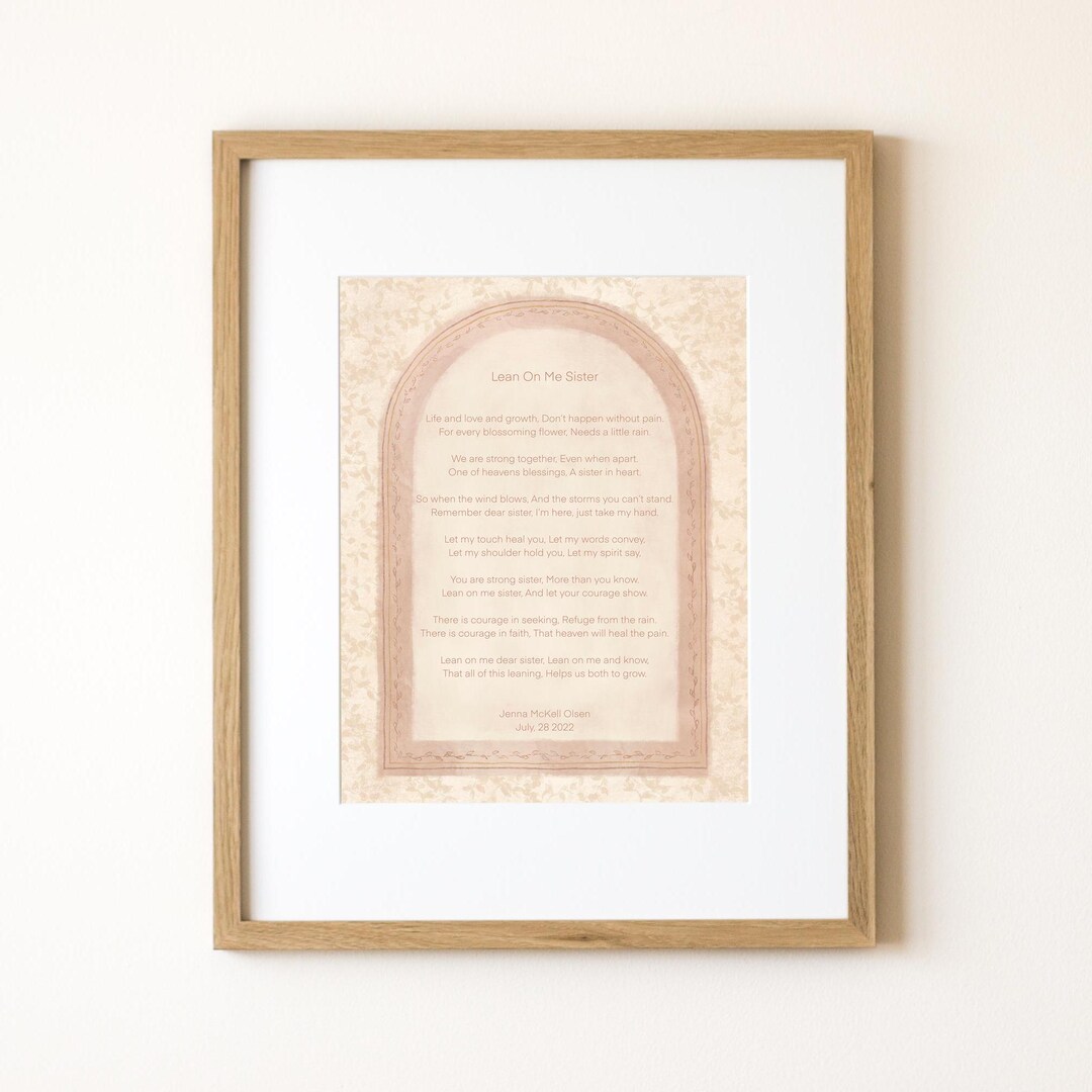 Lean on Me Sister Poem Print | LDS Artwork | Sister Gift | Ministering ...