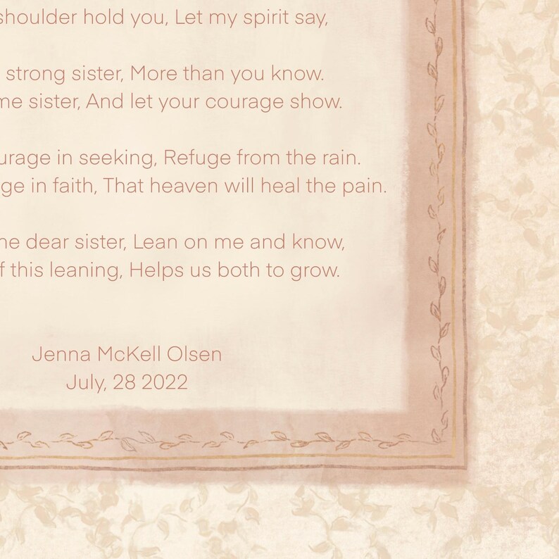 Lean on Me Sister Poem Print | LDS Artwork | Sister Gift | Ministering ...