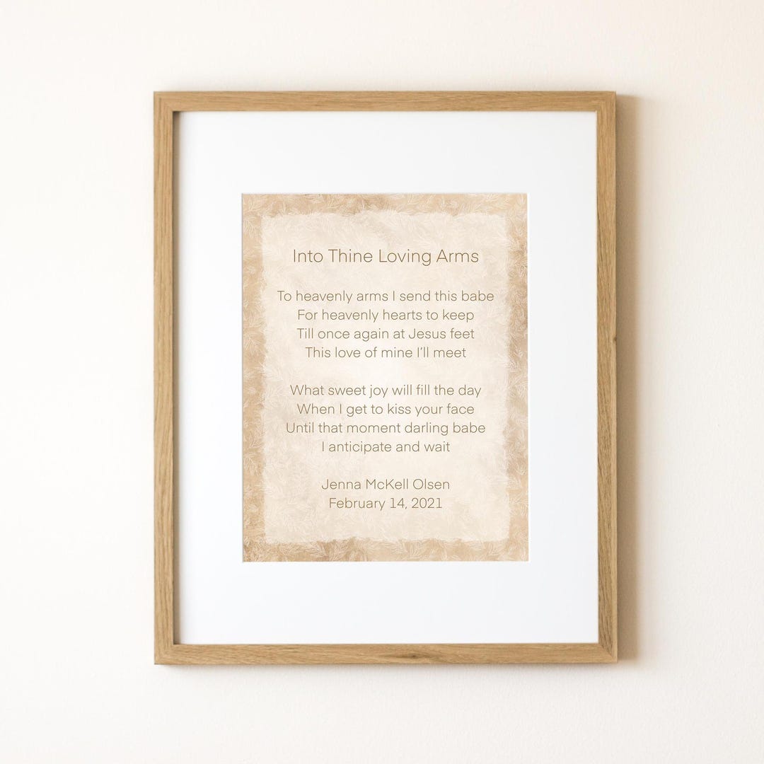 Into Thine Loving Arms Poem Print | Pregnancy and Infant Loss | Angel ...
