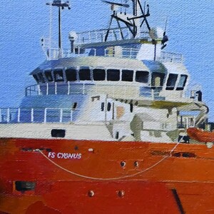 Ship Vesel Marine Ocean Harbour Port Original Oil Painting on Streched ...