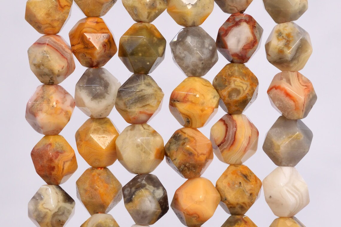 Genuine Natural Orange Cream Crazy Lace Agate Loose Beads Star - Etsy