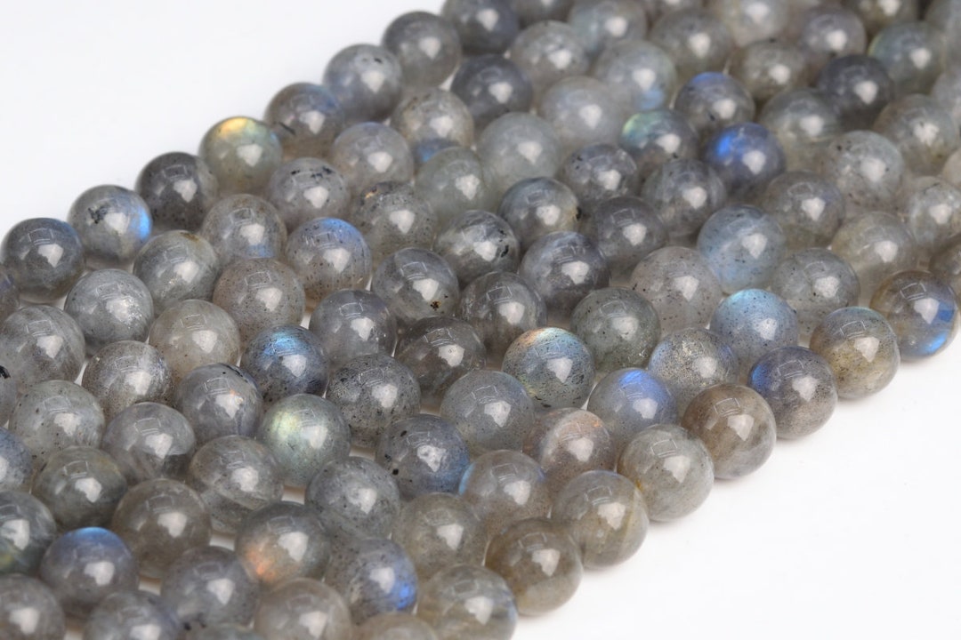 Genuine Natural Gray Labradorite Loose Beads Grade AA Round Shape 8mm ...
