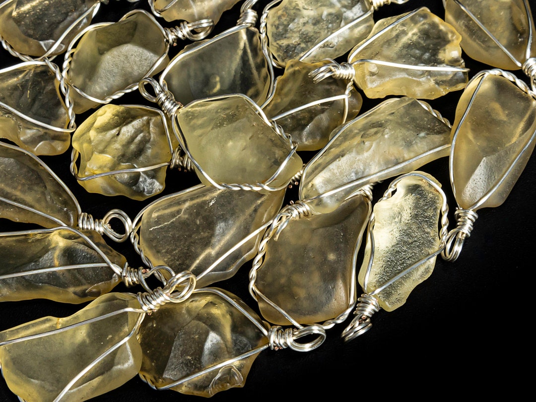 Natural Light Yellow Libyan Meteorite Wire Wrapped Pendant-freeform ...