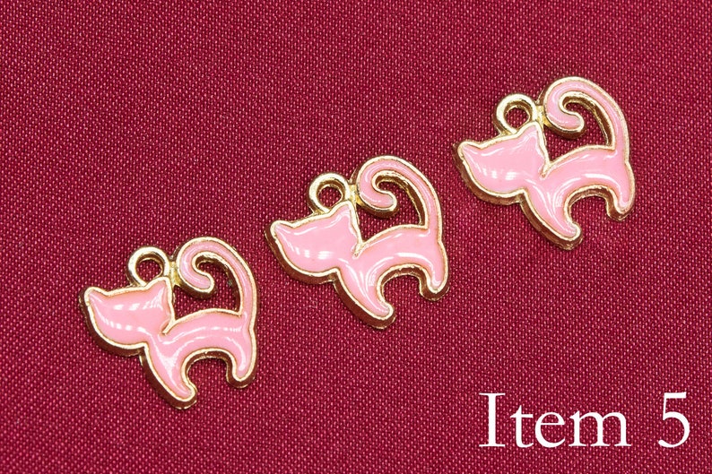 6 Pcs Cat Enamel Charms Gold Tone With Color Enamel - Etsy