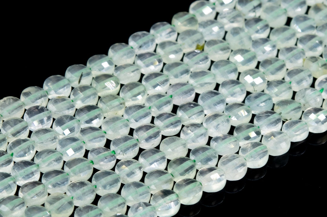 Genuine Natural Faint Green Prehnite Loose Beads Grade AAA Faceted Flat ...