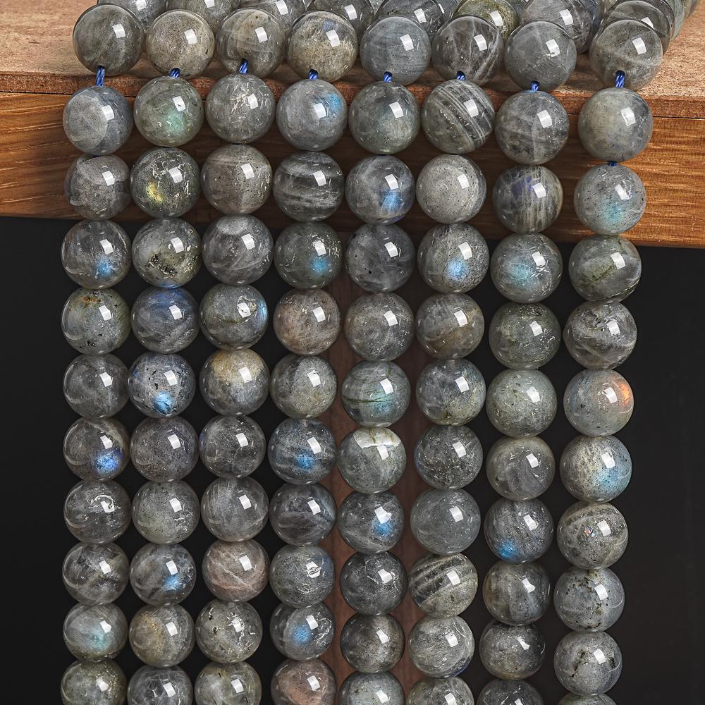 Genuine Natural Gray Labradorite Loose Beads Grade AA Round 6MM 8MM ...