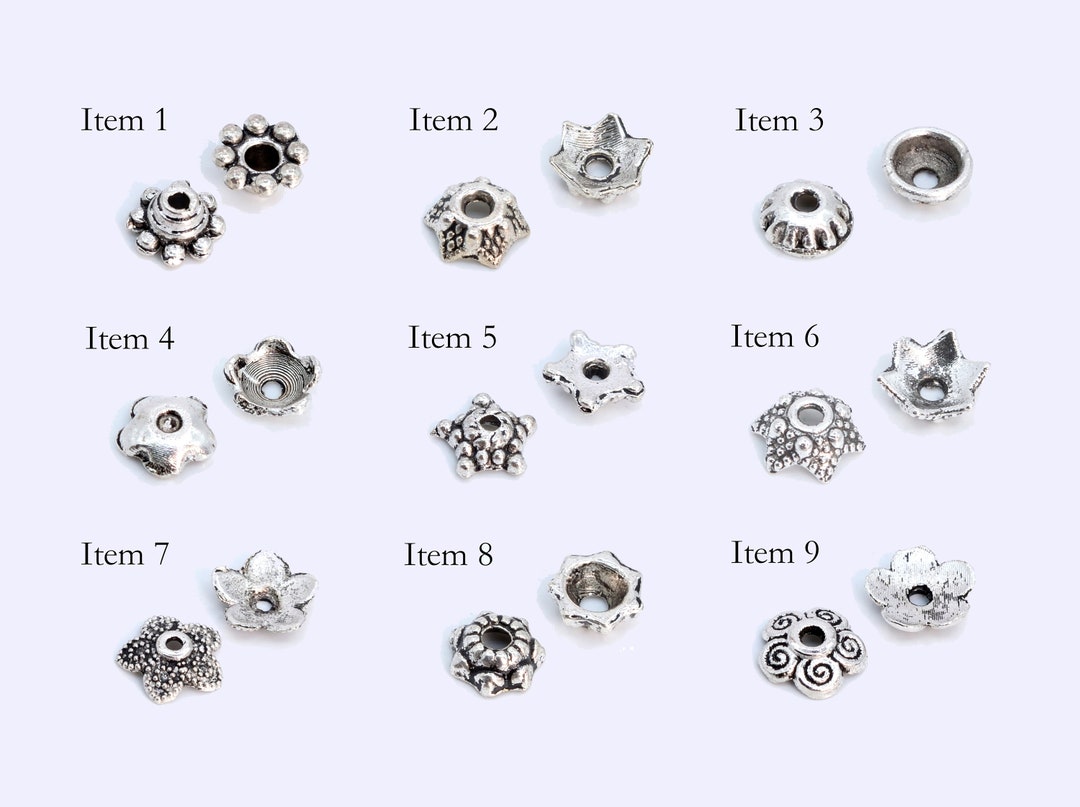 50 Pcs Bead Caps Spacers End Cap DIY Jewelry Making - Antique Silver ...