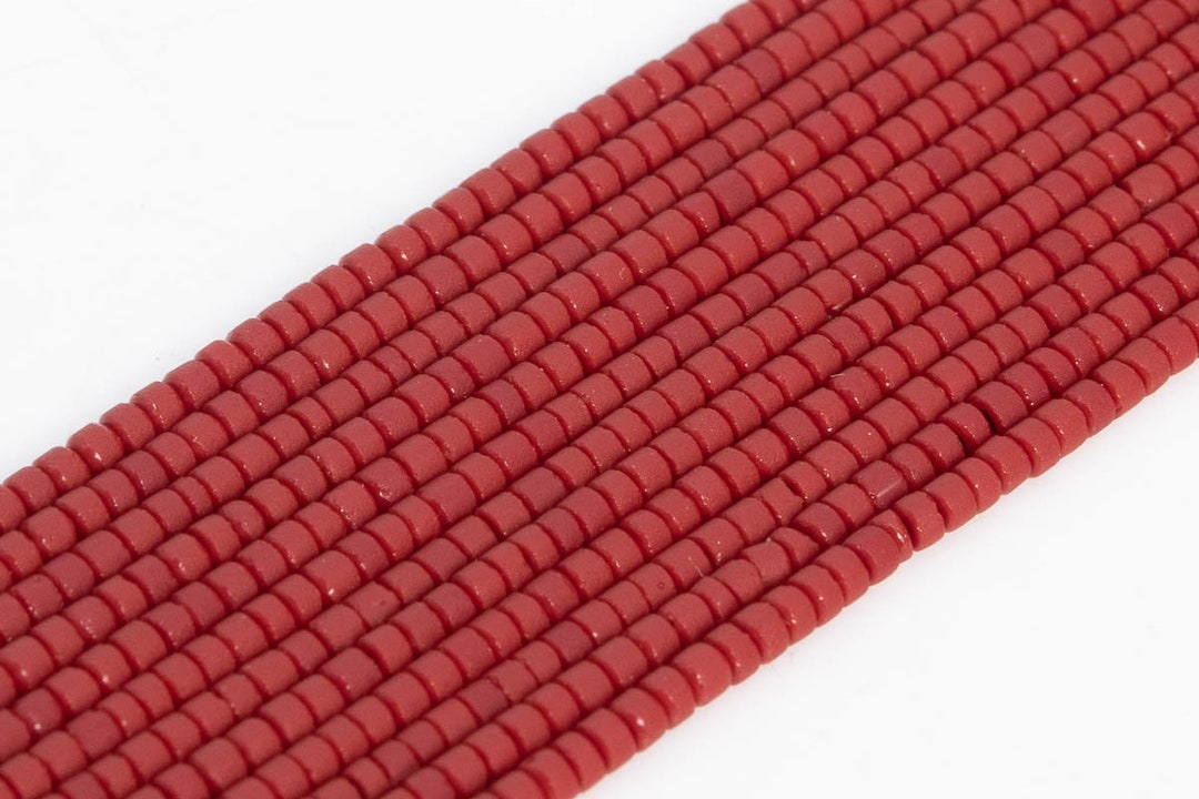Deep Red Colored Glaze Ceramics Loose Beads Round Tube Shape 2mm - Etsy