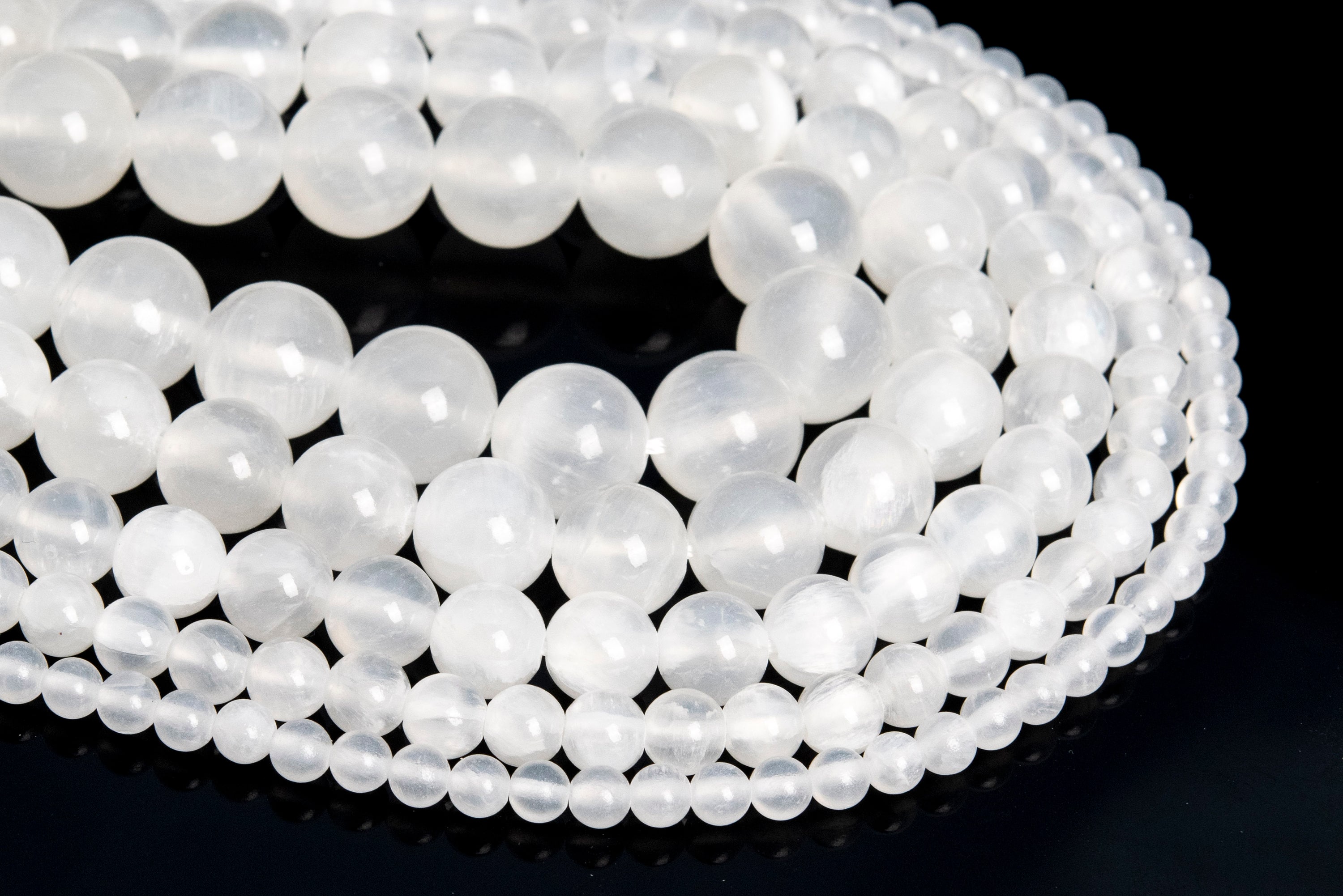 Genuine Natural White Selenite Loose Beads Round Shape 6mm 8mm 10mm ...