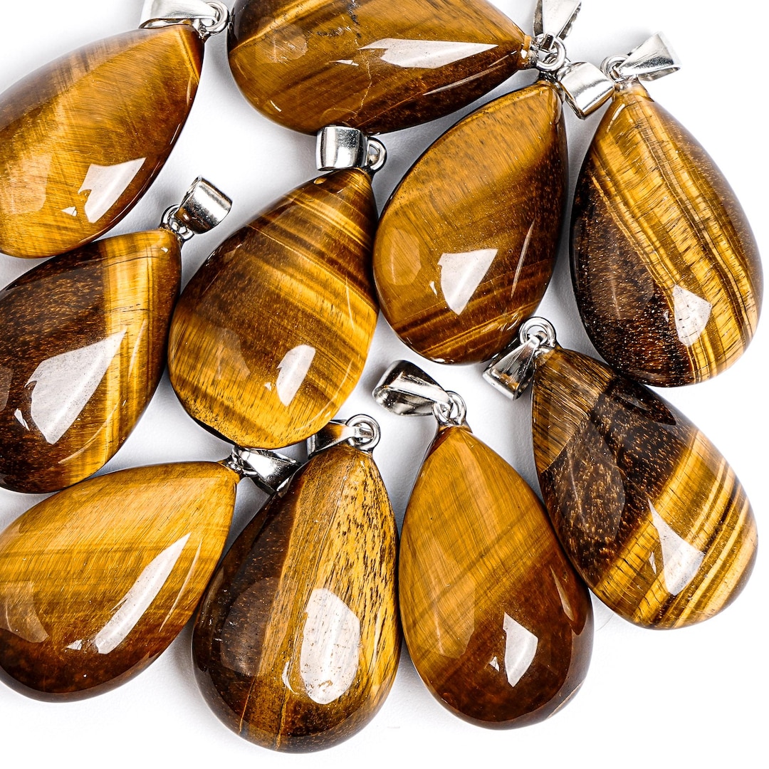 Genuine Natural Yellow Teardrop Tiger Eye Top Drilled Healing Gemstone ...