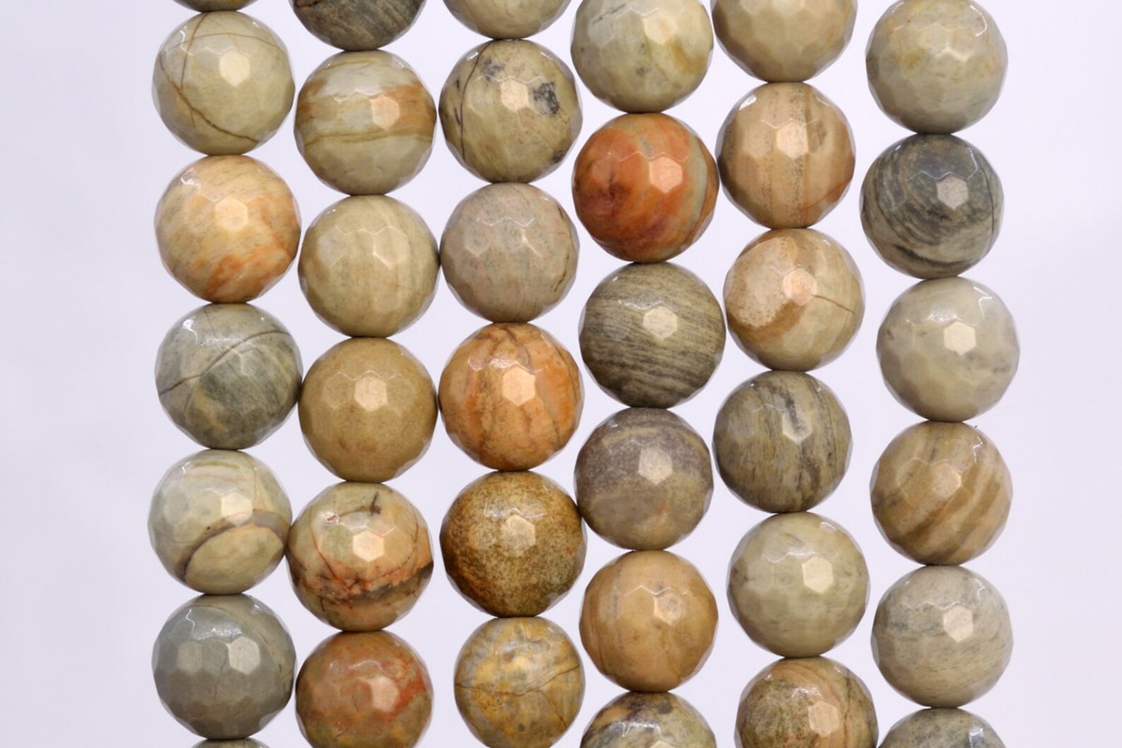 Genuine Natural Silver Leaf Jasper Loose Beads Micro Faceted Round ...