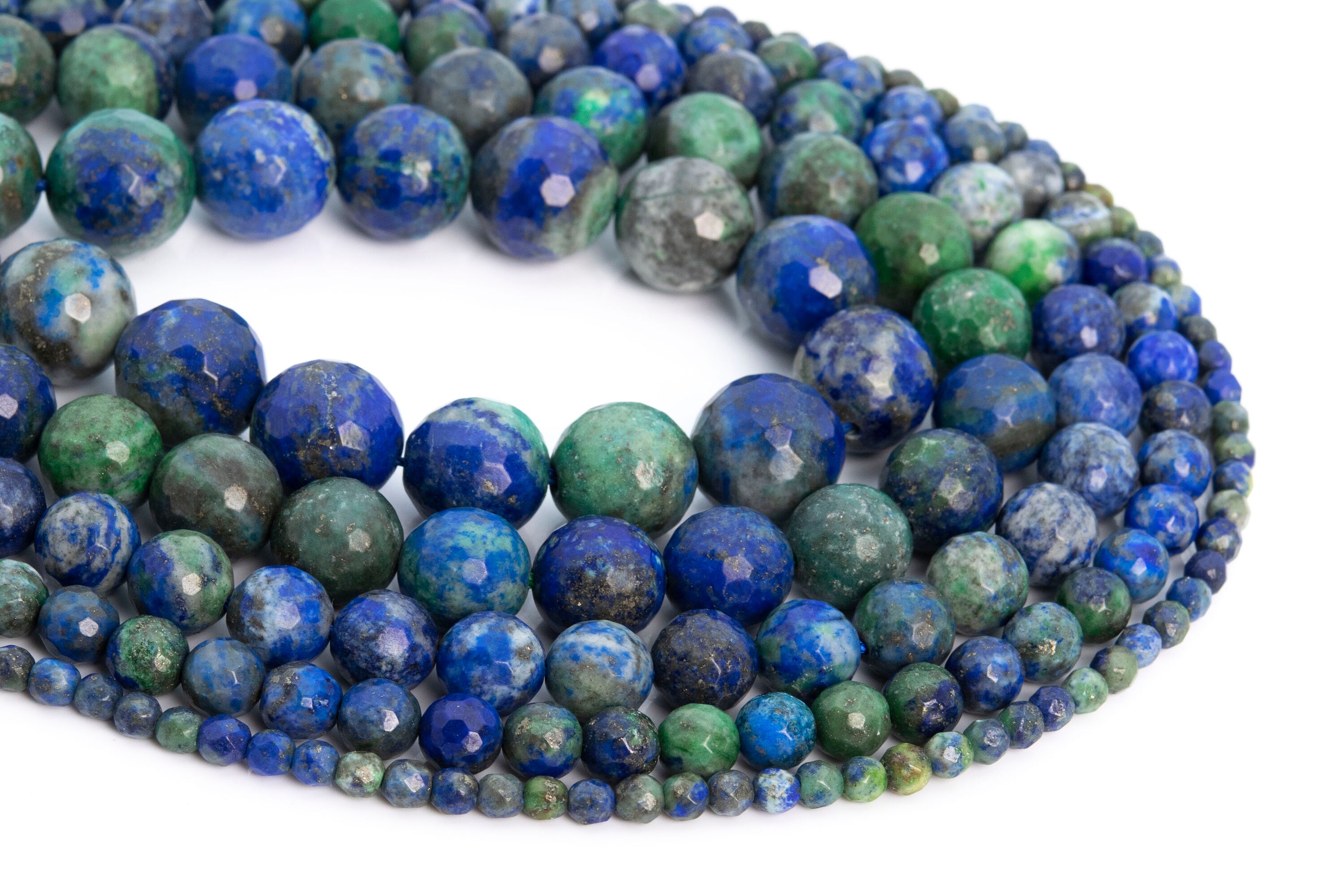 Natural Azurite Loose Beads Micro Faceted Round Shape 6mm 8mm 10mm 12mm ...