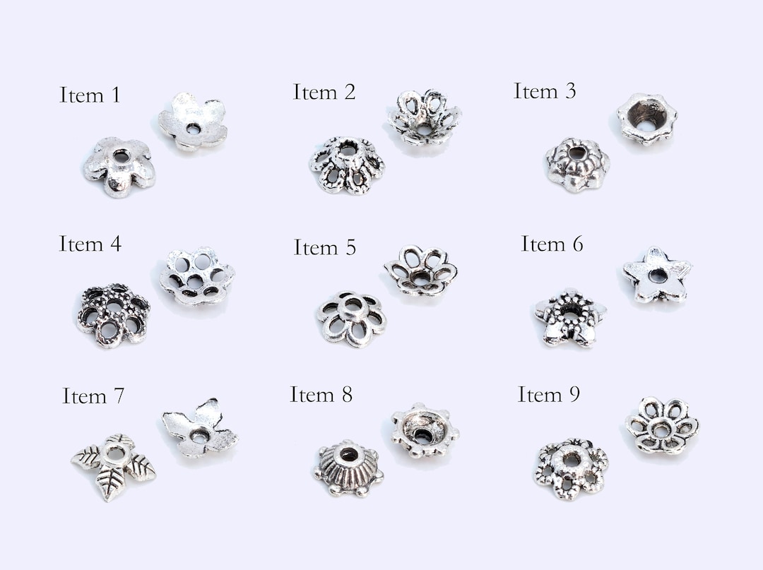 50 Pcs Bead Caps Spacers End Cap DIY Jewelry Making - Antique Silver ...