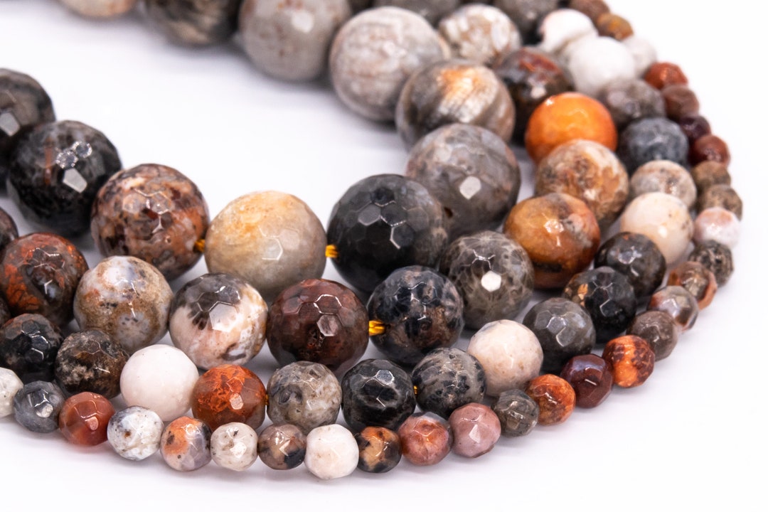Genuine Natural Multicolor Coral Fossil Jasper Loose Beads Micro ...