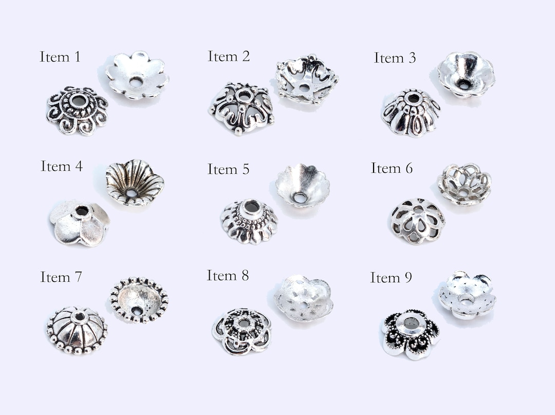 30 Pcs Bead Caps Spacers End Cap DIY Jewelry Making - Antique Silver ...