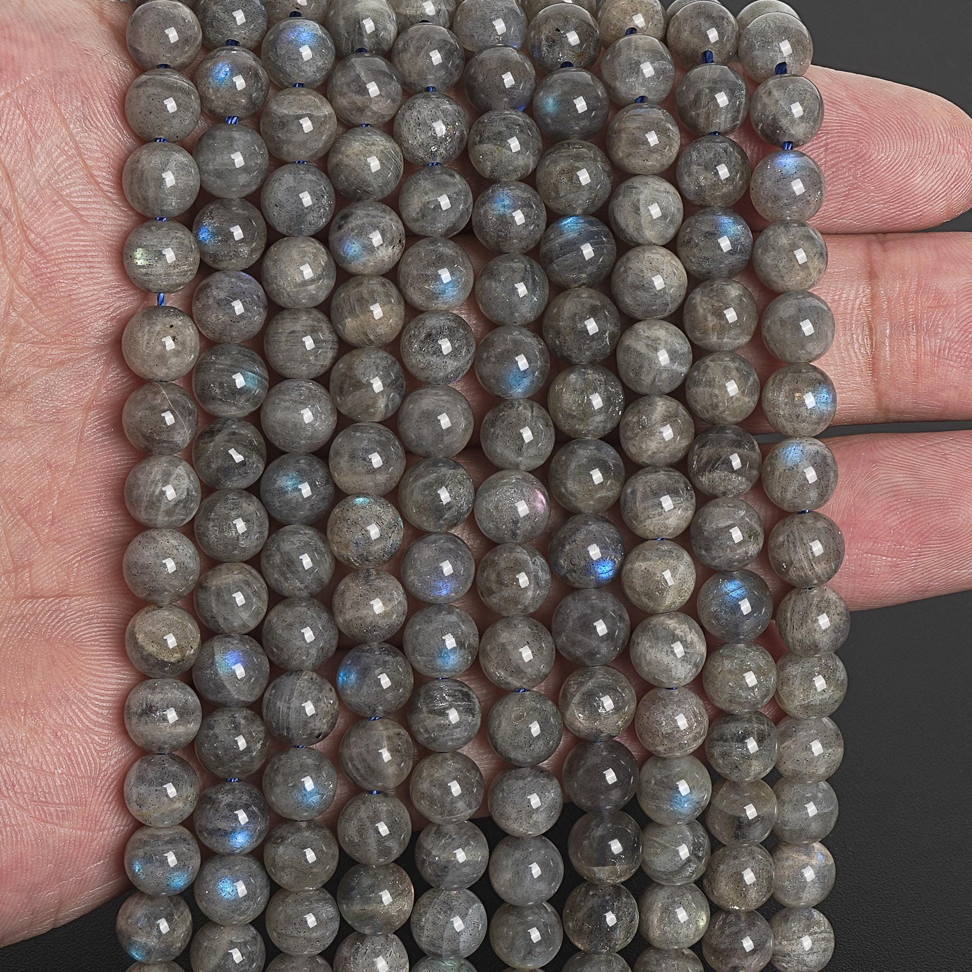 Genuine Natural Gray Labradorite Loose Beads Grade AA Round 6MM 8MM ...