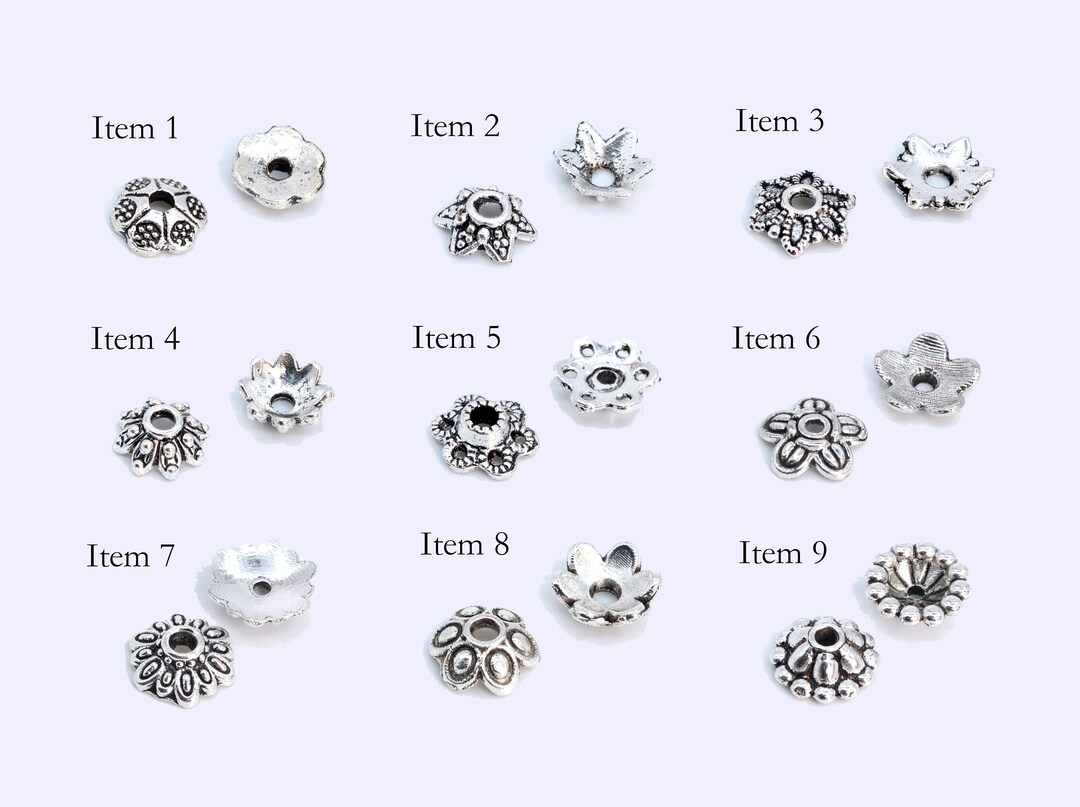 50 Pcs Bead Caps Spacers End Cap DIY Jewelry Making - Antique Silver ...
