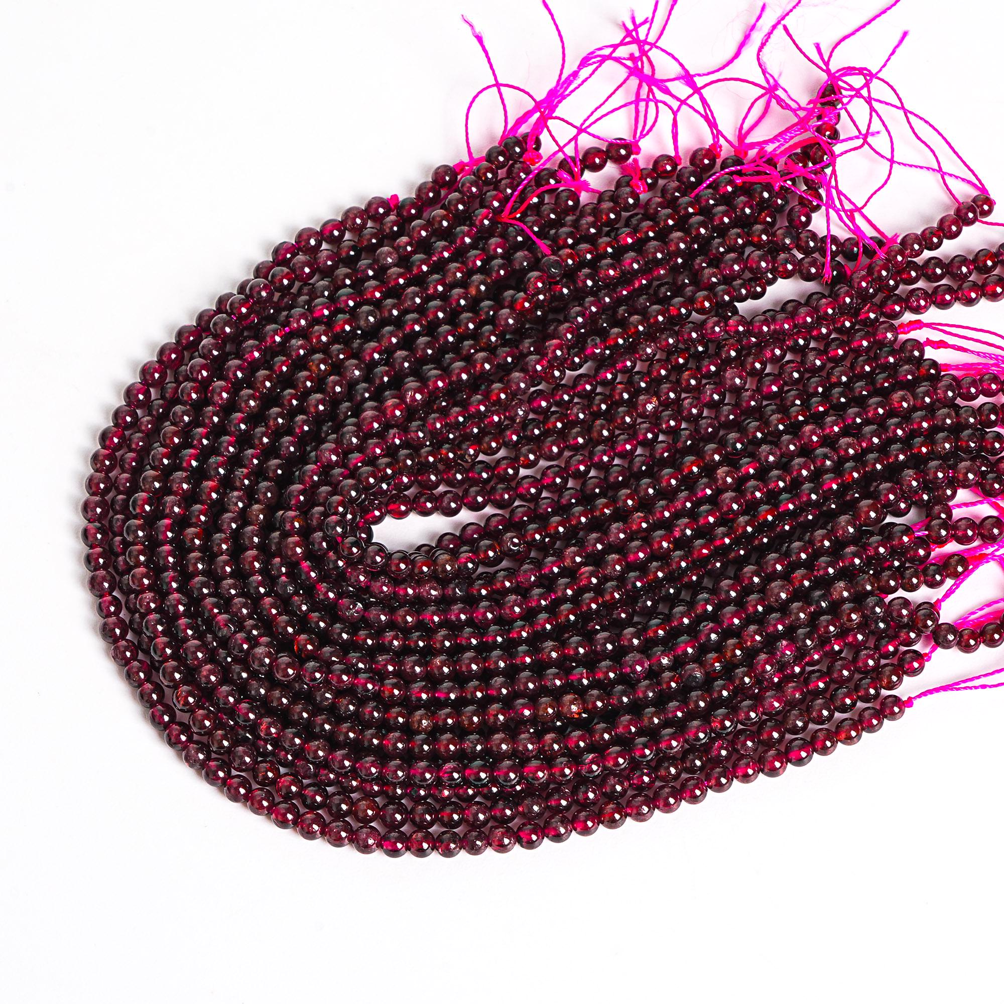 Genuine Natural Brazil Wine Red Garnet Loose Beads Grade AA Round 4MM ...