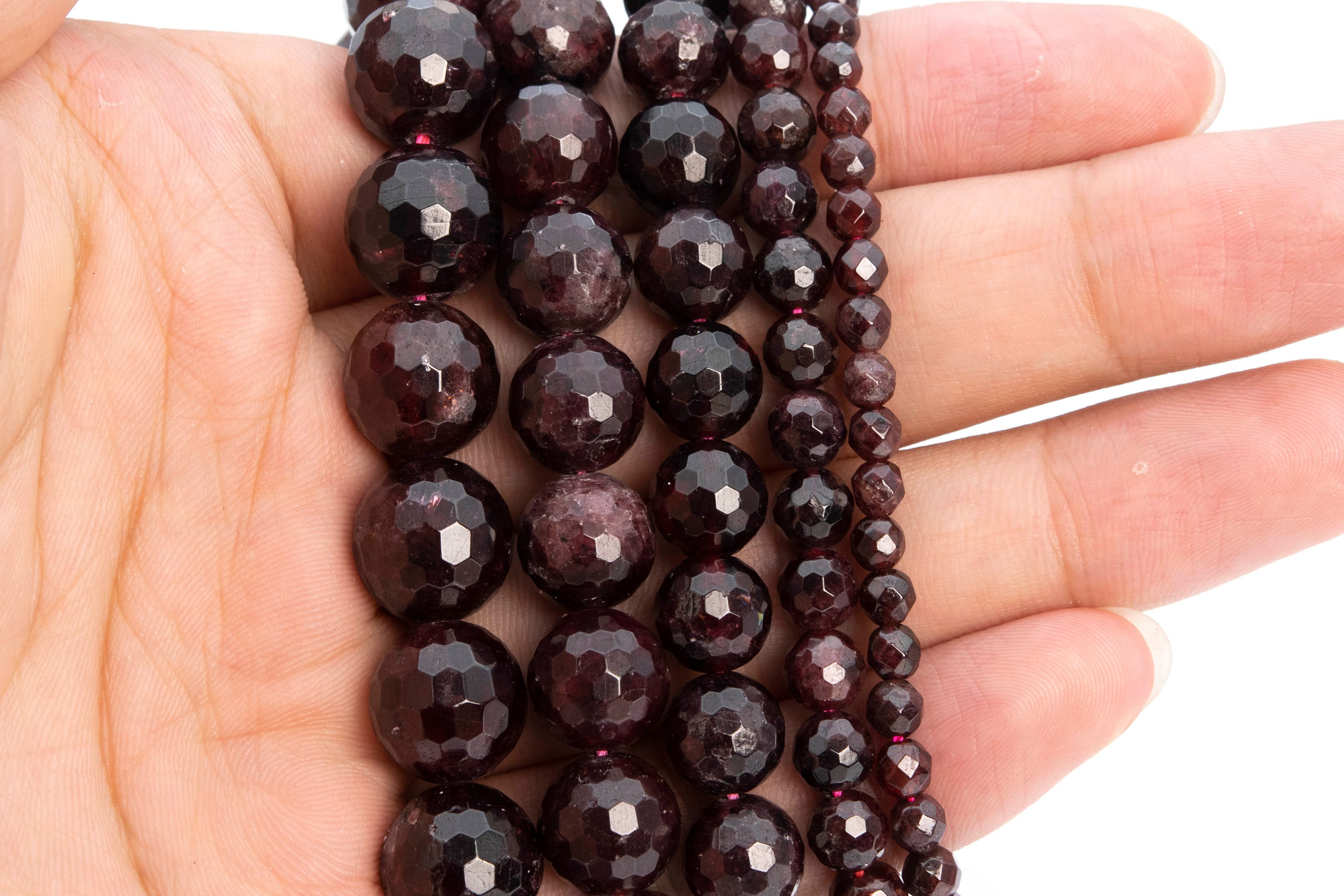 Genuine Natural Wine Red Garnet Loose Beads Grade A+ Micro Faceted ...