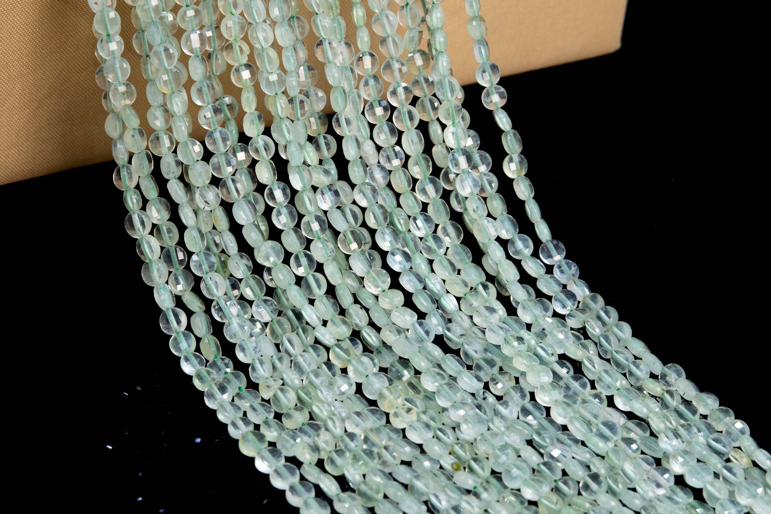 Genuine Natural Faint Green Prehnite Loose Beads Grade AAA Faceted Flat ...