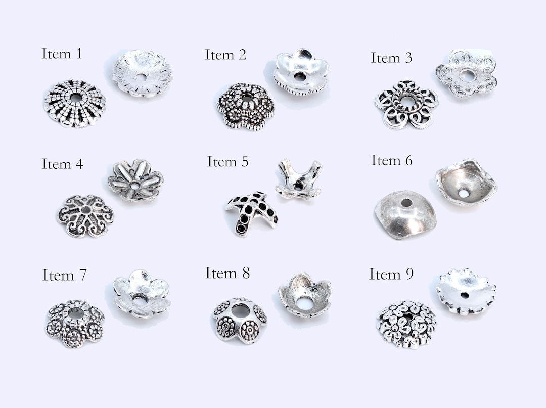 30 Pcs Bead Caps Spacers End Cap DIY Jewelry Making - Antique Silver ...
