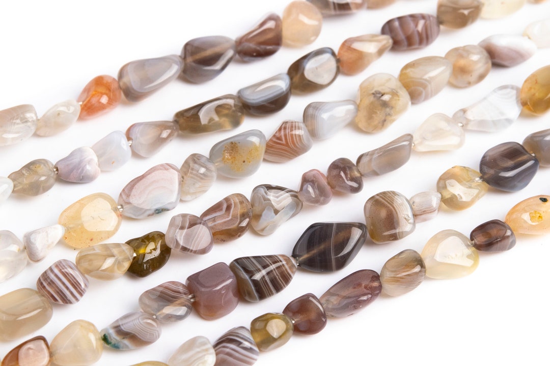 Genuine Natural Multicolor Botswana Agate Loose Beads Grado AAA Pebble ...
