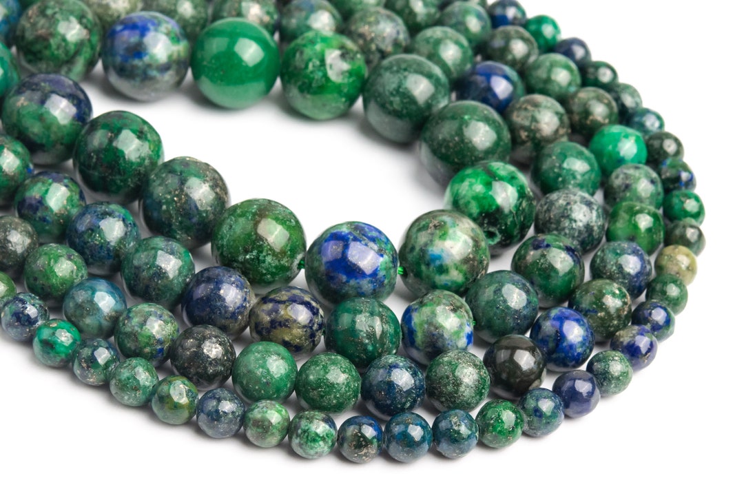 Green & Blue Azurite Loose Beads Nugget Round Shape 6mm 8mm 9-10mm 11 ...