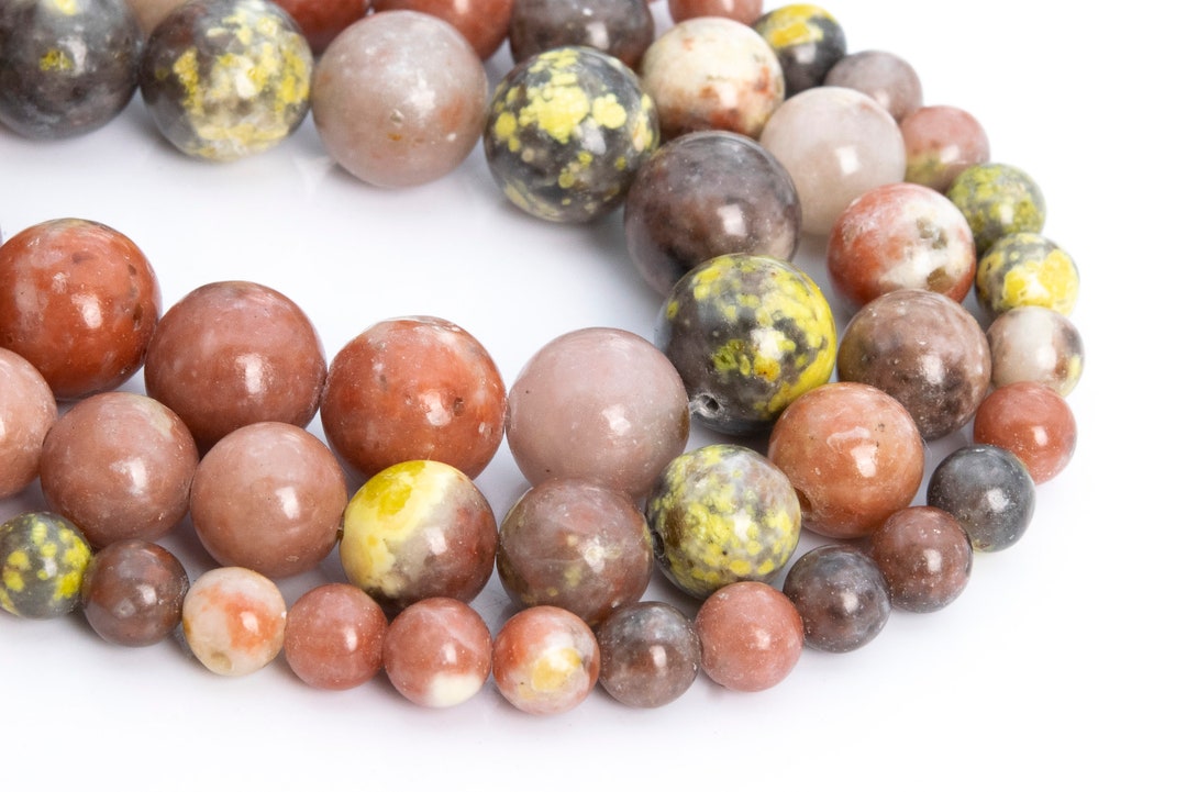Genuine Natural Plum Blossom Jasper Loose Beads Round Shape 6mm 8mm ...