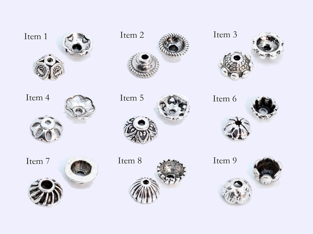 30 Pcs Bead Caps Spacers End Cap DIY Jewelry Making - Antique Silver ...