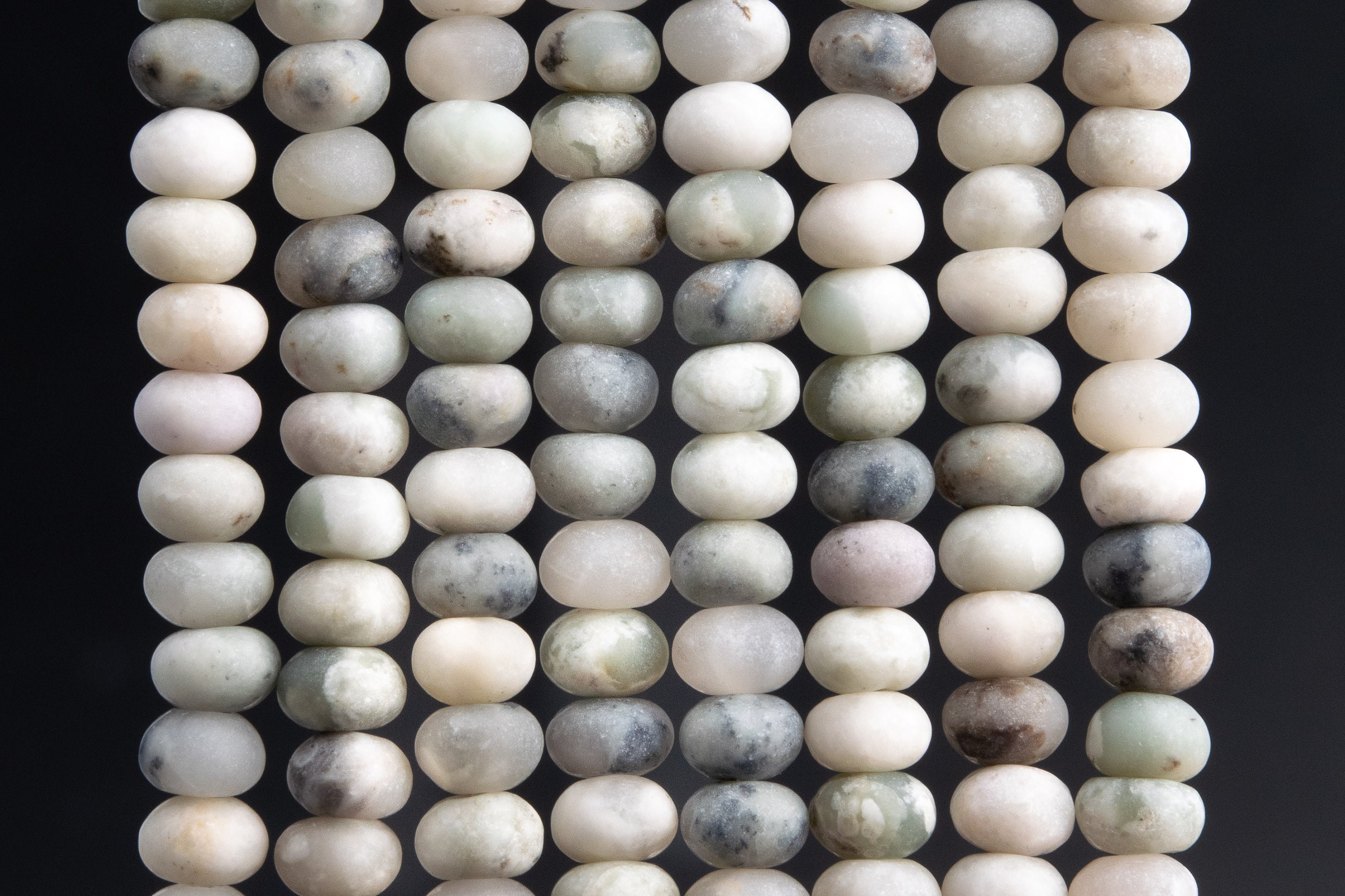 Genuine Natural Matte Milky Green Jade Loose Beads Rondelle Shape 6x4mm ...