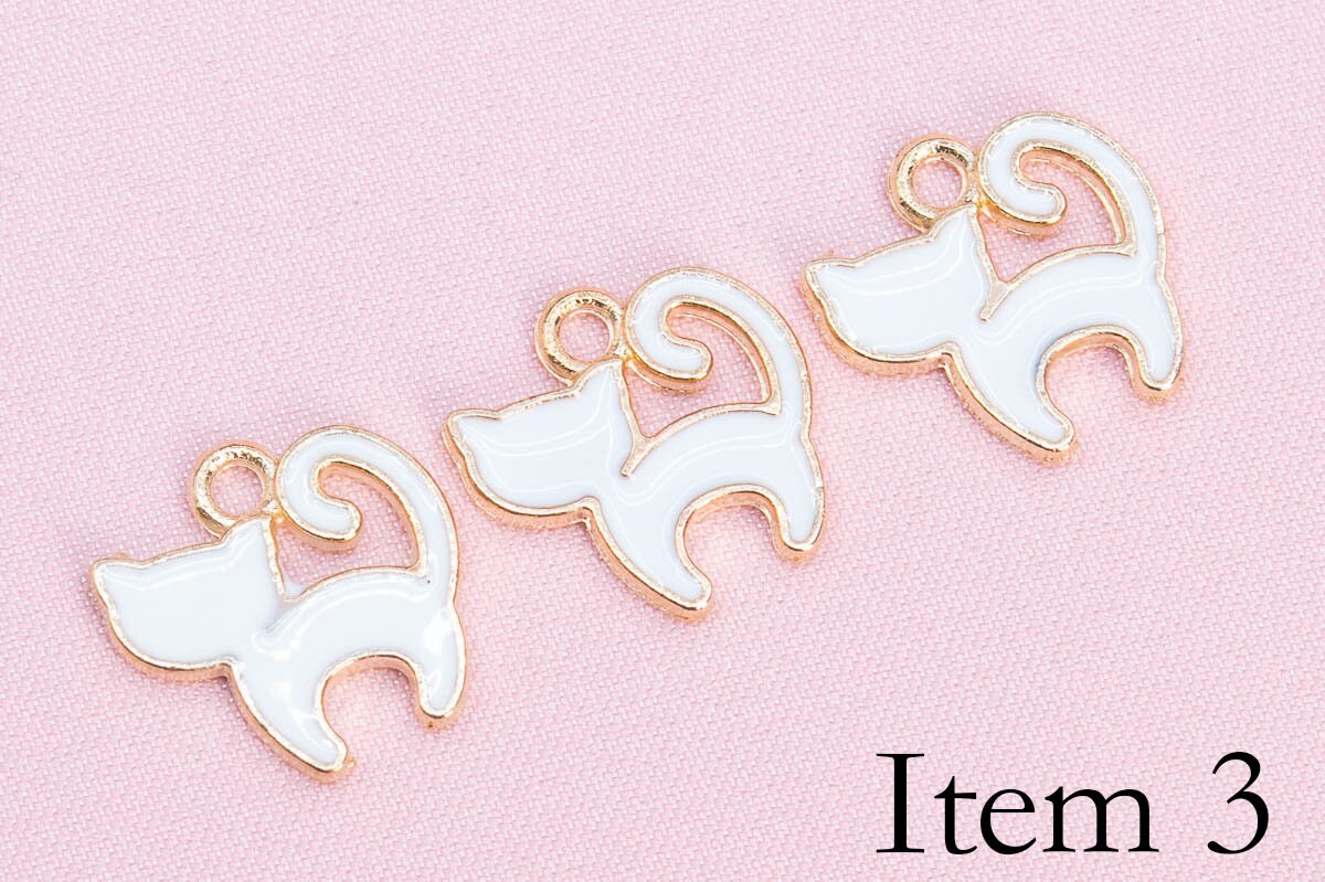 6 Pcs Cat Enamel Charms - Gold Tone With Color Enamel - Etsy