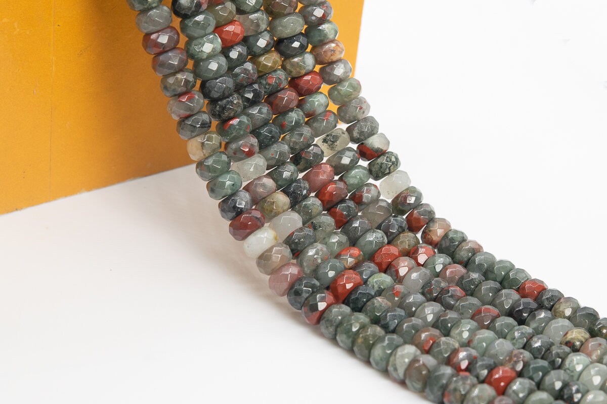 Genuine Natural Gray & Red Blood Stone Loose Beads Faceted - Etsy