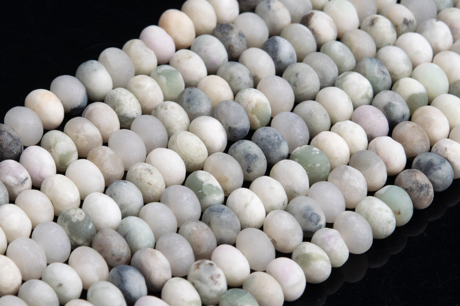 Genuine Natural Matte Milky Green Jade Loose Beads Rondelle Shape 6x4mm ...
