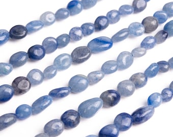 1 Full Strand Loose Irregular Stone Genuine Natural Pebble Nugget Blue ...